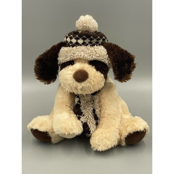 HufFun | Toys | Hugfun 2 Tan Puppy Dog Plush W Hat Scarf Stuffed Animal ...